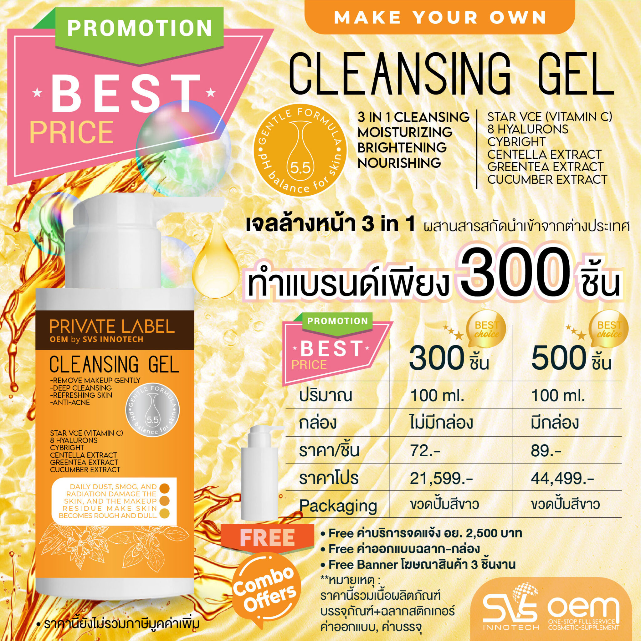 โปรโมชั่นผลิต Cleansing Gel - SVSInnotech